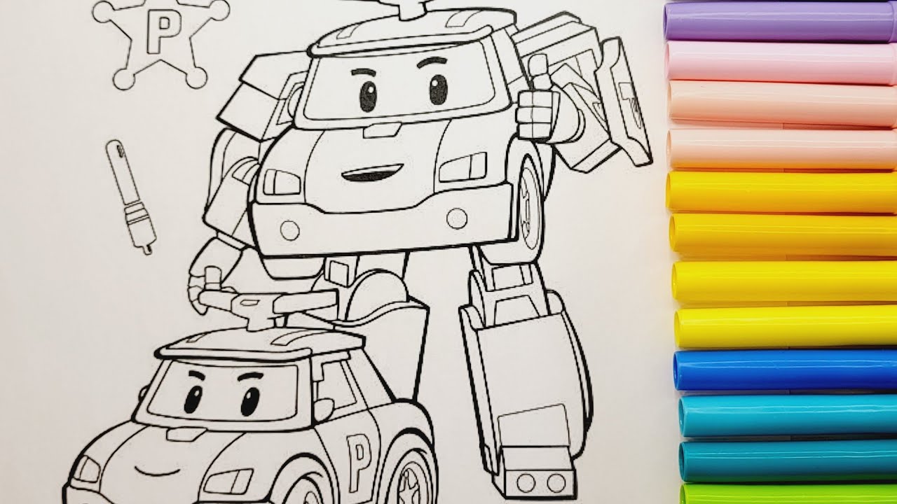 Robocar Poli Cleany Helly Coloring Pages for Kids#robocarpoli - YouTube