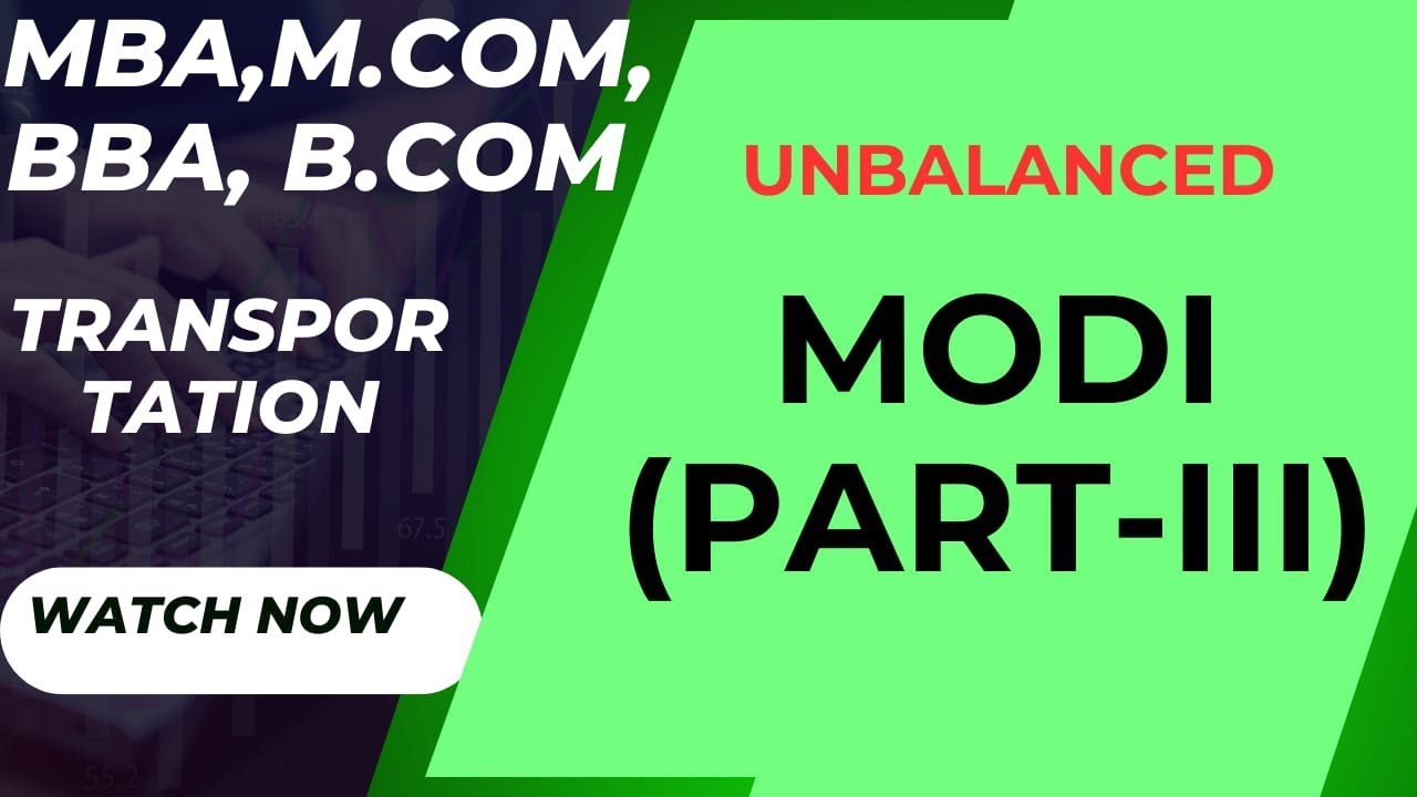 MODI (Part III) - Optimality test for transportation problem - YouTube