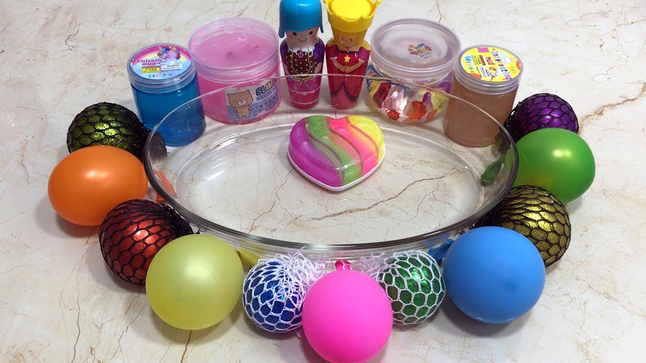 MIXING STRESS BALLS WITH STORE BOUGHT SLIME | RELAXING SLIME WITH ...