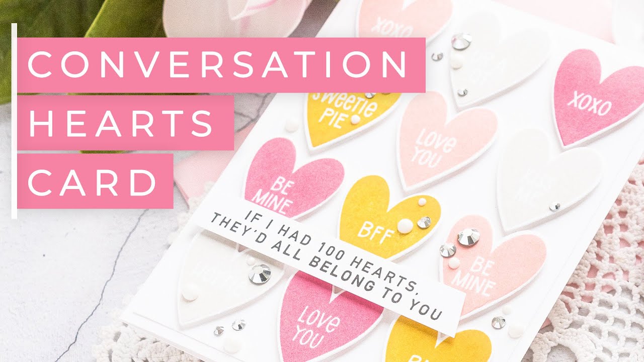 Conversation Hearts Valentine's Day Card with MFT Stamps - YouTube