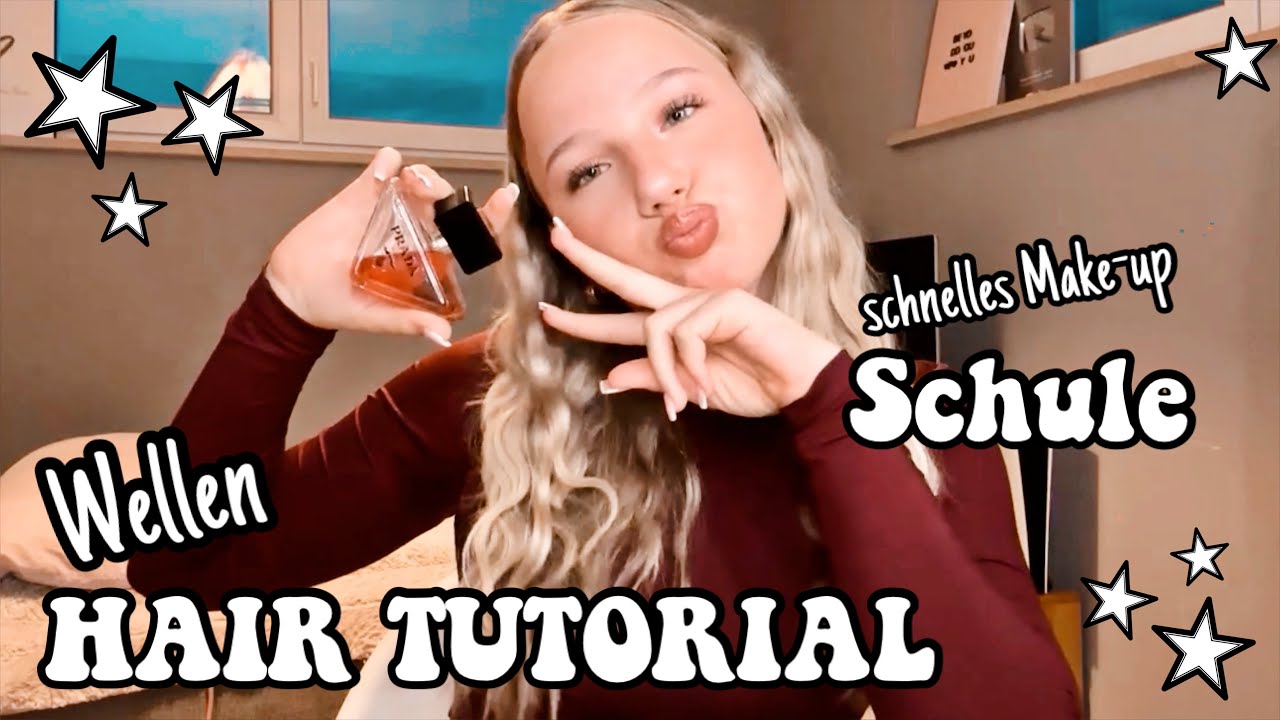 GRWM HAIR TUTORIAL mit WELLENEISEN + schnelles MAKE-UP für die SCHULE 💕 ...