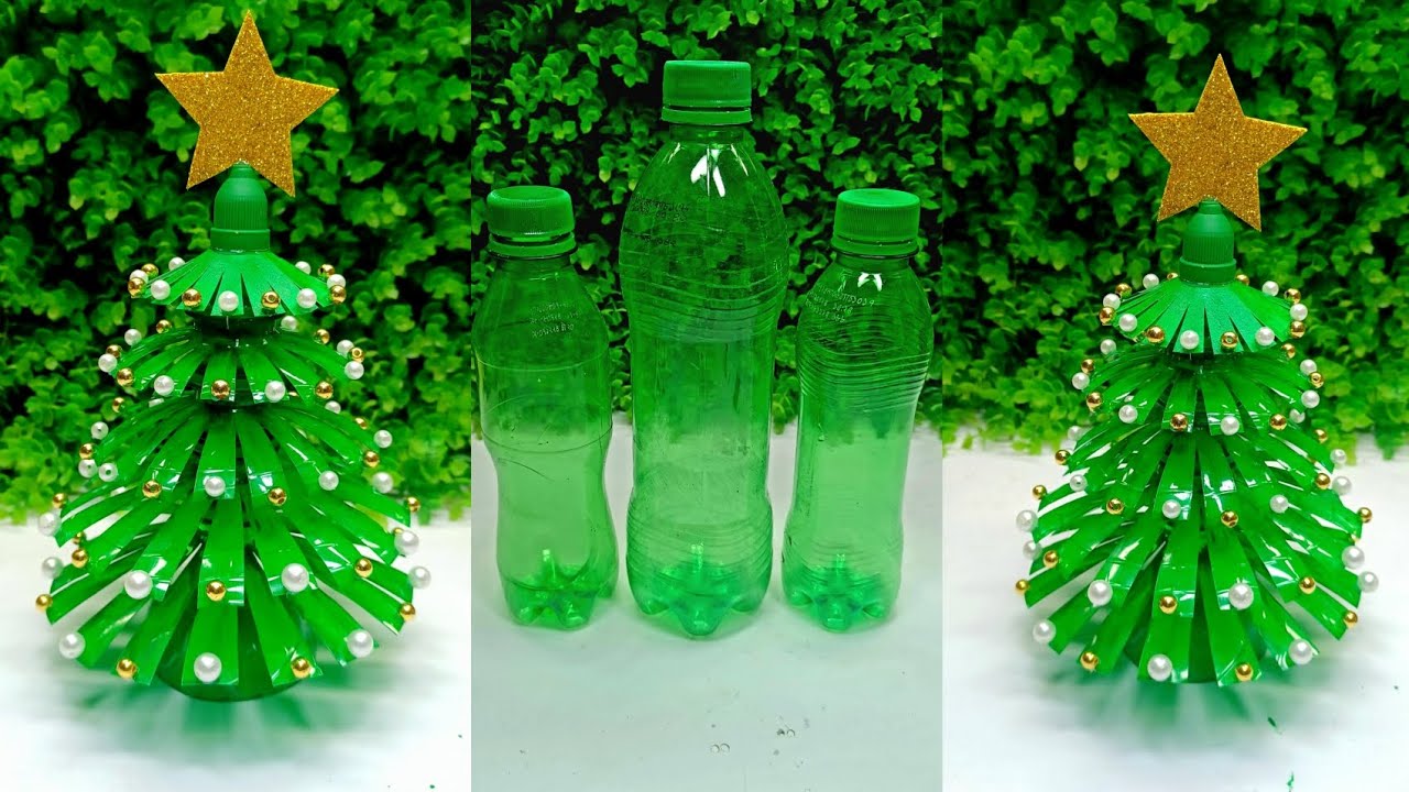 How to make Christmas tree out of plastic bottle. Easy plastic bottle ...
