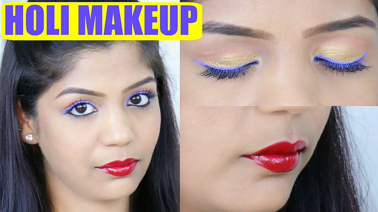 Holi Party Makeup Tutorial | SuperPrincessjo - YouTube