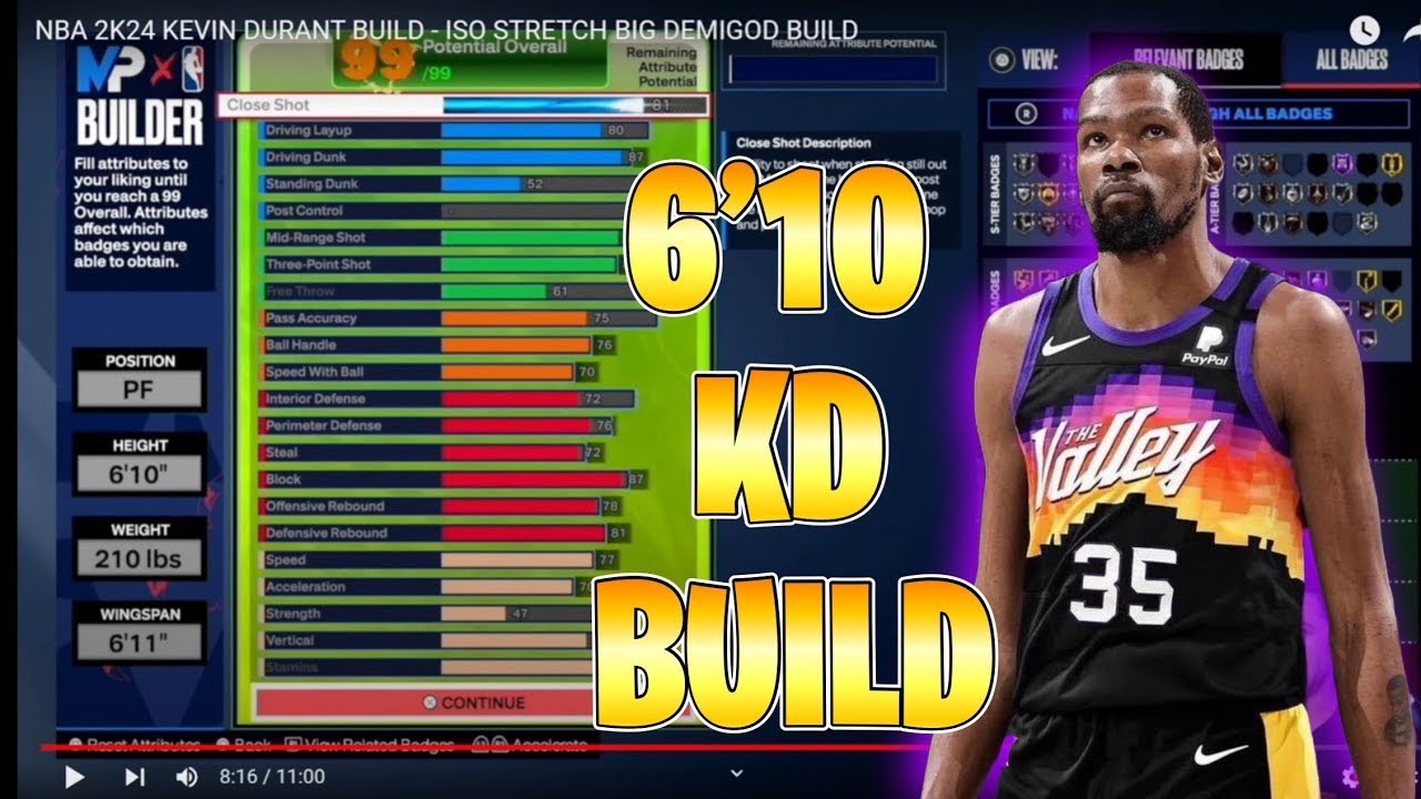 Prime Kevin Durant build | Nba 2k 24 | DEMI GOD BUILD! | - YouTube