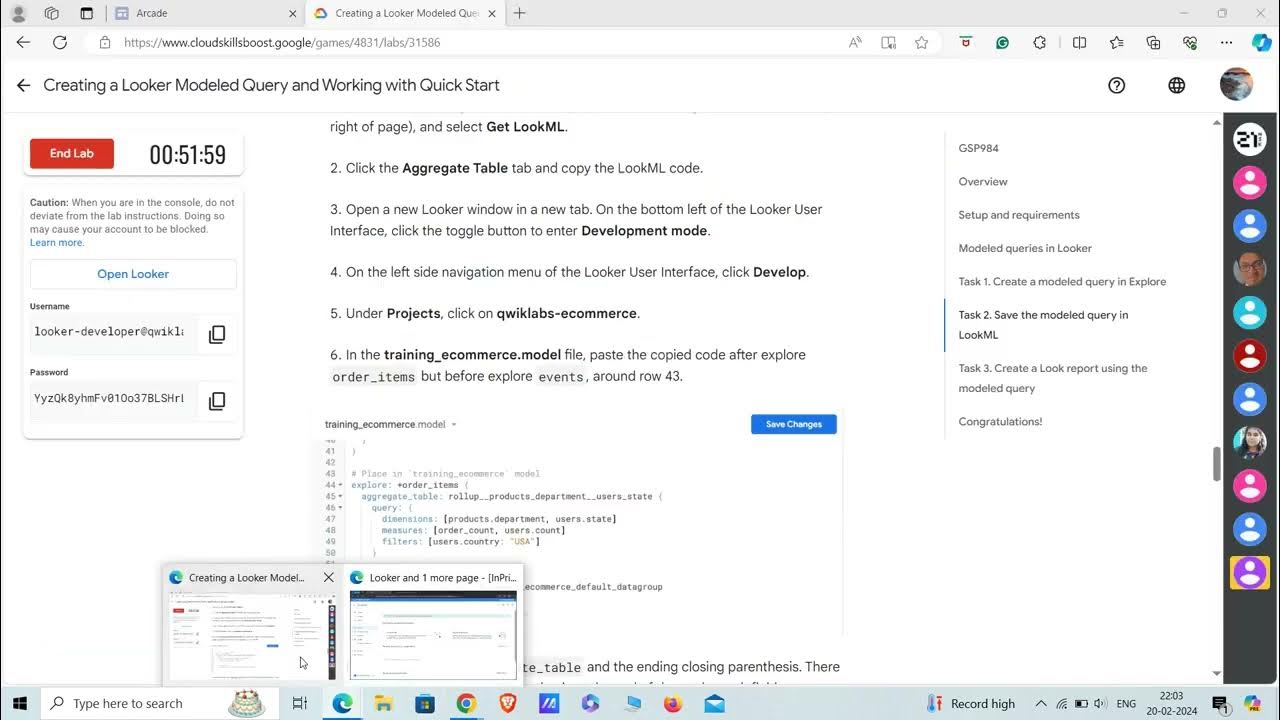 Creating a Looker Modeled Query and Working with Quick Start GSP984 solution - YouTube