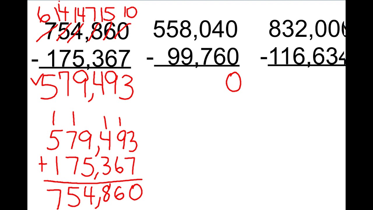 Subtract Across Zeros Grade 4 - YouTube