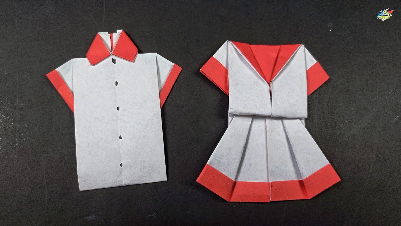 How to Make a School Uniform Origami | Origami Paper School Dress ...