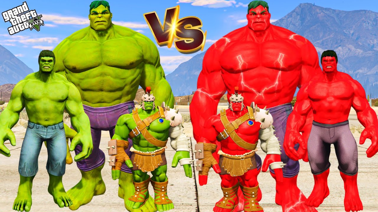 Team Green Hulk Vs Team Red Hulk Epic Battle In GTA 5 - YouTube