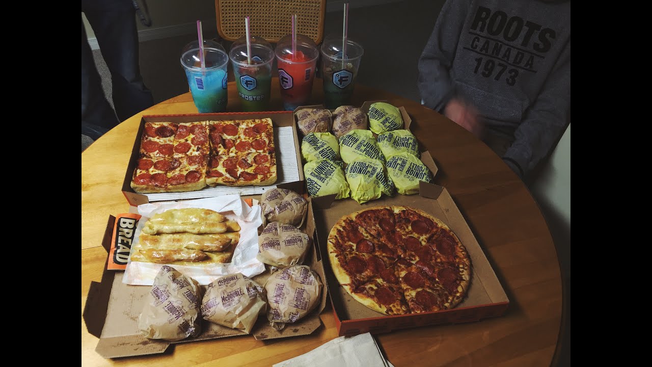 Pizza & McDonald's Eating Challenge Fail - YouTube