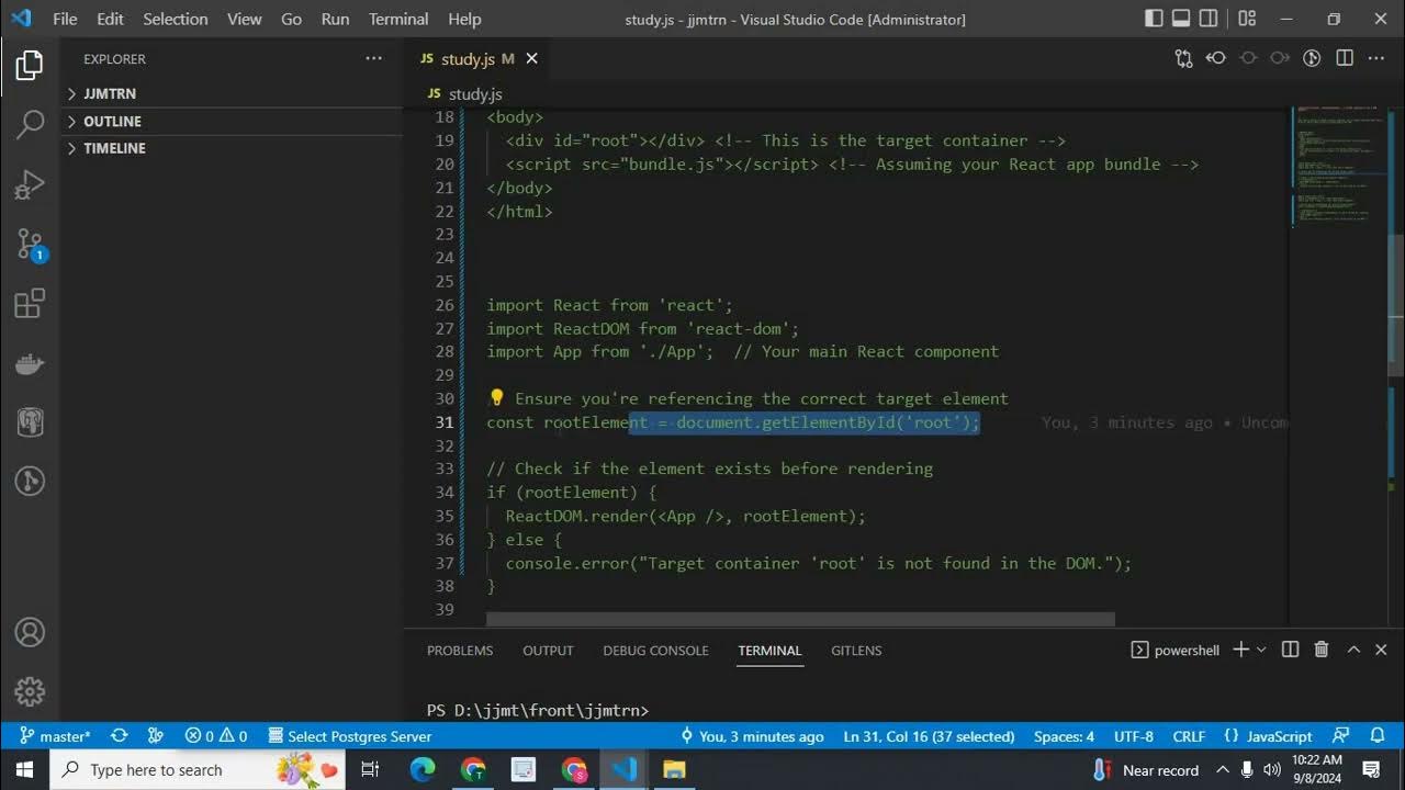 Invariant Violation: _registerComponent(...): Target container is not a DOM element react js ...