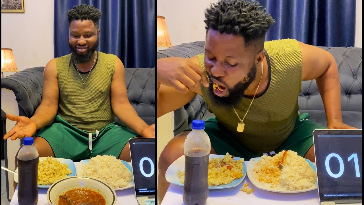 Food Challenge - Eating One Derica of Rice (775g) and Macaroni - YouTube