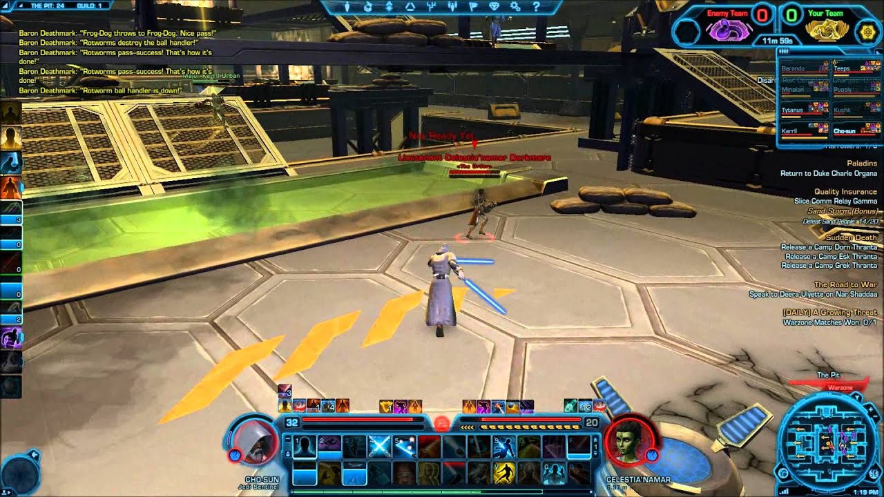 SWTOR | Cho-Sun PVP Huttball JEDI SENTINEL - YouTube