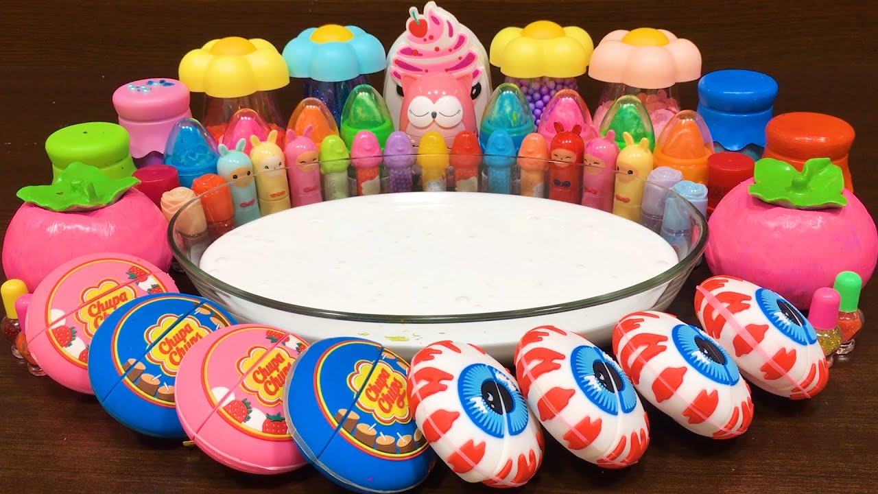 Mixing Makeup, Glitter and More into Glossy Slime ! Satisfying Slime ...