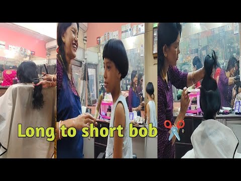 Mushroom Bob haircut long to short baby girls (part - 2) @MadhabiBhowmick