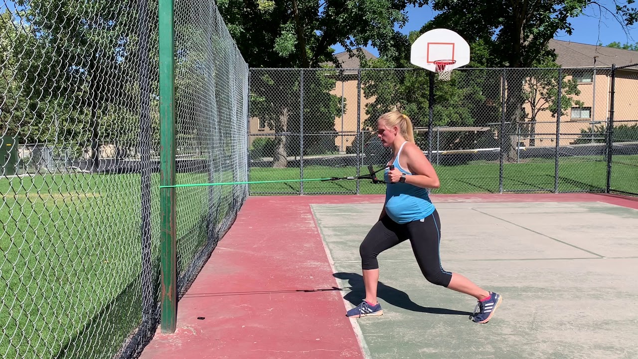 Reverse Lunge with Resistance Band Row - YouTube