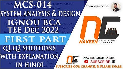 MCS-014- SYSTEM ANALYSIS & DESIGN(SAD) IGNOU BCA - YouTube