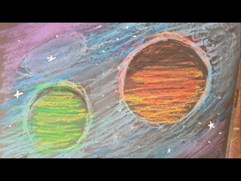 Galaxy Drawing with Oil Pastels step by step-for Beginner/How to draw ...