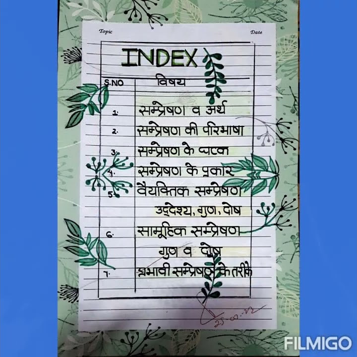 How to make Index page for Project file | Index Page Design Idea ...