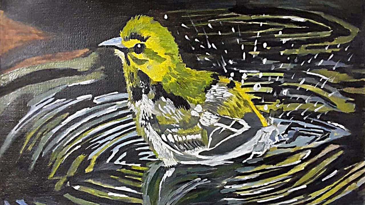 A Beautiful Bird Painting|How to draw Bird|Bird in Water - YouTube