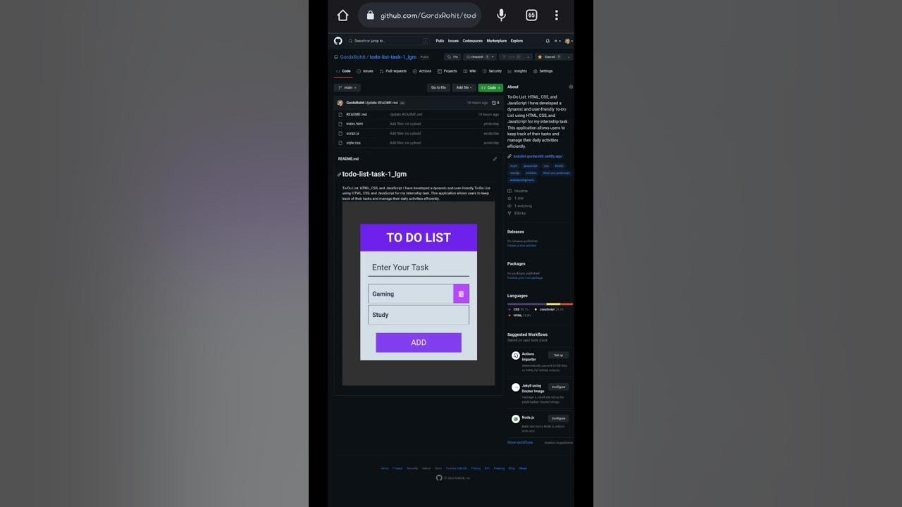 @LetsGrowMore Web development Internship May 2023 Task 1 Todo list By Rohit Kumar Mandal - YouTube