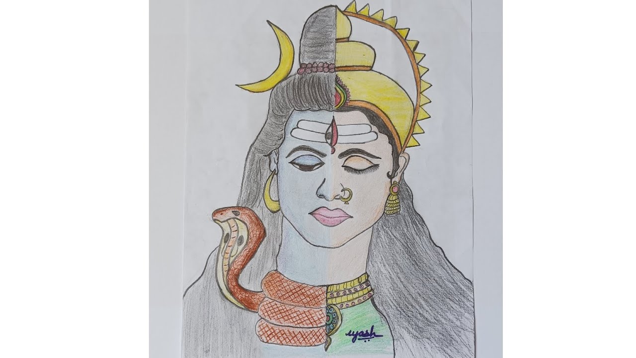 My Arthanareeswarar (Shivan Parvathi) Drawing #sivan #omnamahshivaya # ...