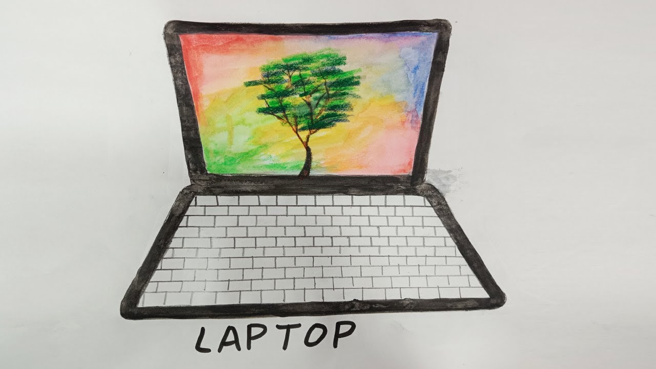 How to draw laptop easy | learn drawing computer very simple step ...