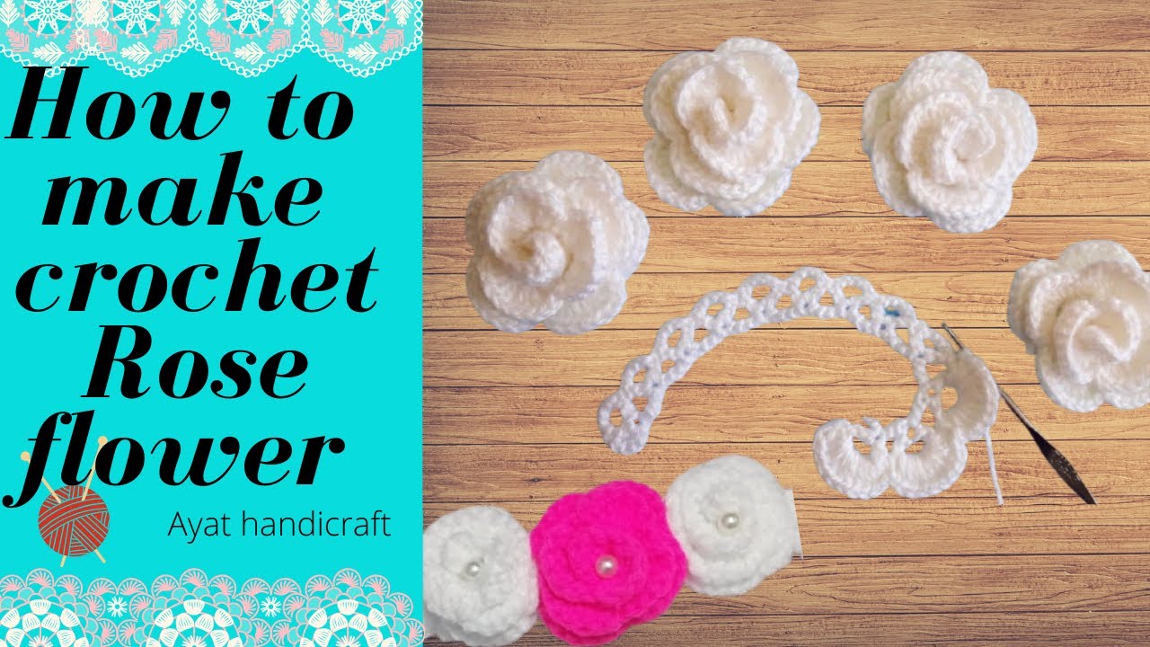 How to crochet rose flower|crochet small rose flower|Easy crochet rose ...