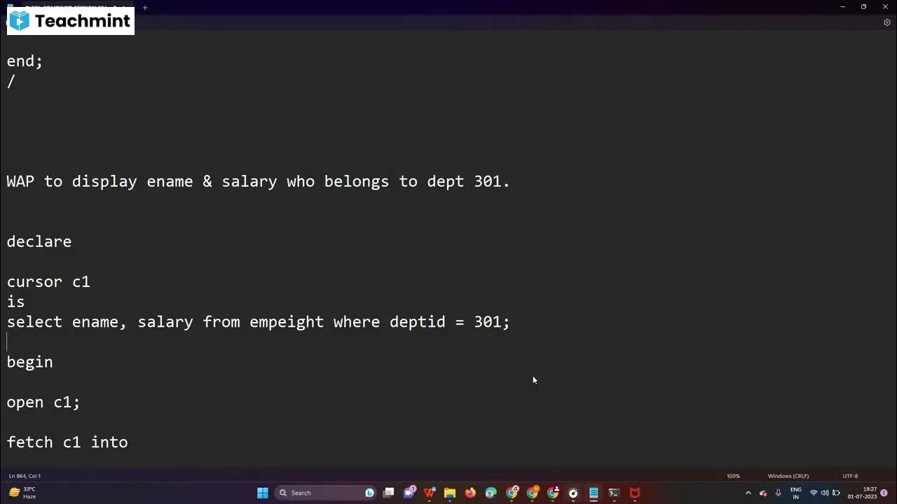 Oracle Cursor And Its Types And Ref Cursor In Plsql Youtube