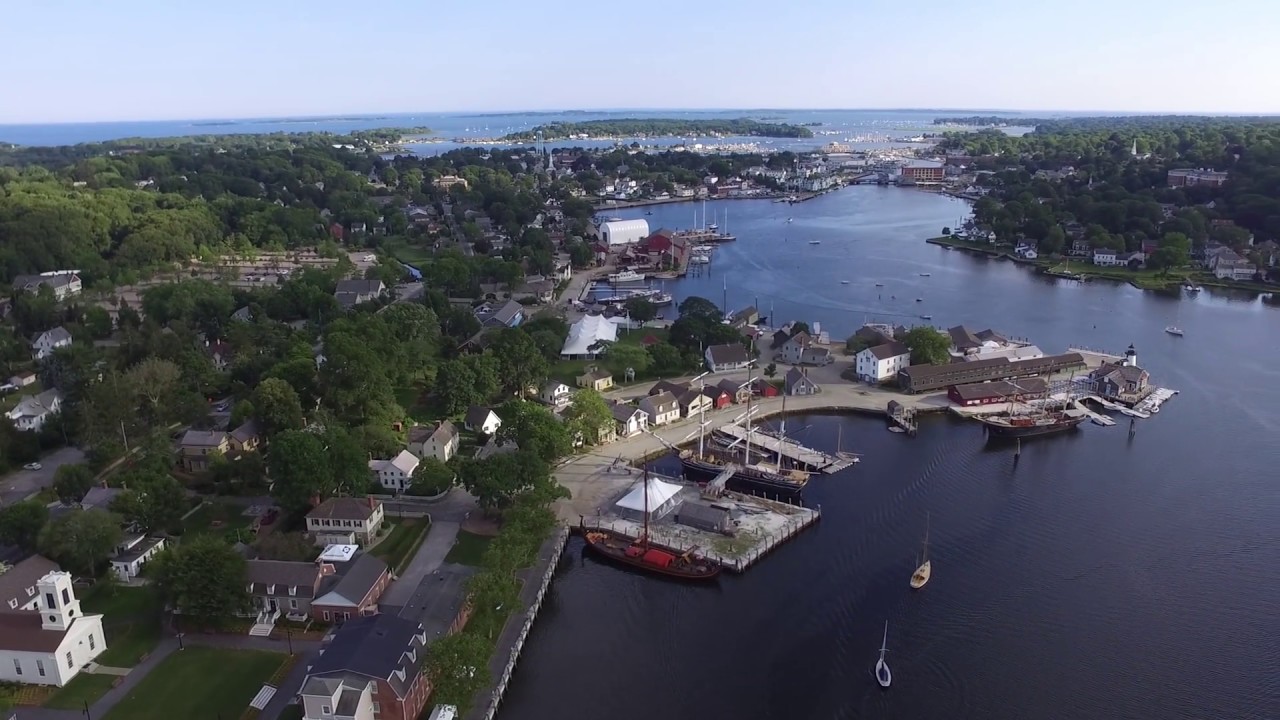 Aerial view of Mystic, CT - YouTube
