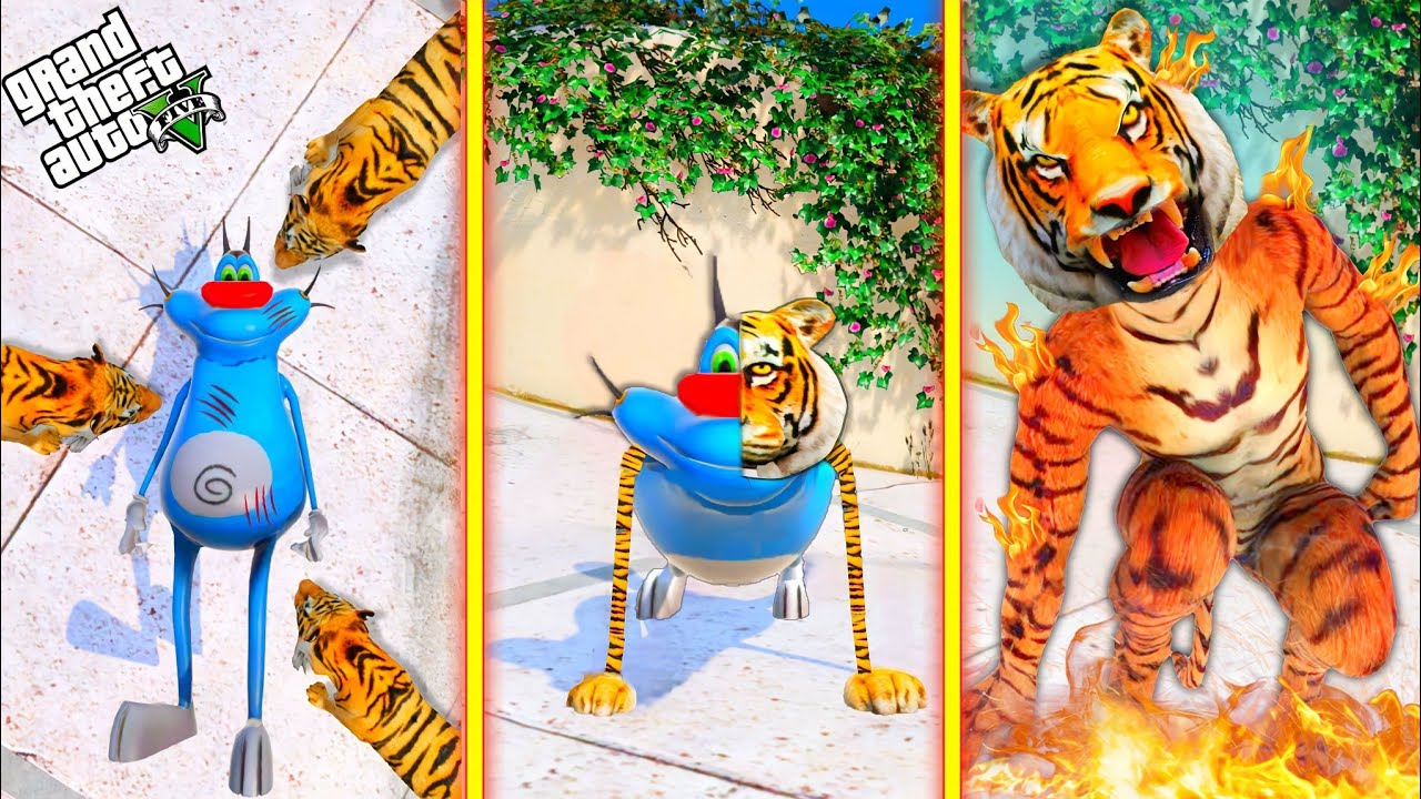 GTA 5 : Tiger Attacked Oggy & Oggy Become Tiger In GTA 5 ! (GTA 5 Mods ...