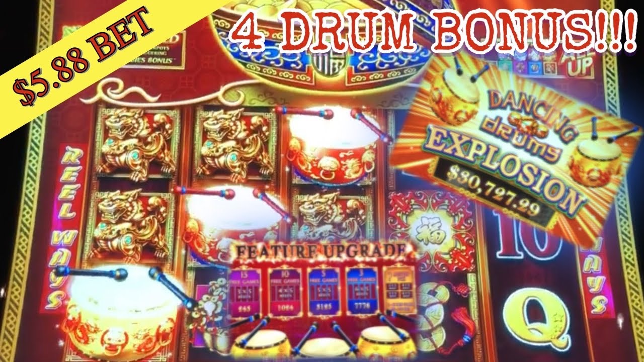 4 DRUM BONUS!!!!! DANCING DRUMS EXPLOSION SLOT MACHINE $5.88 BET VERY ...
