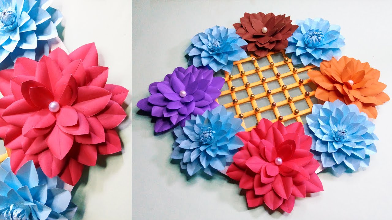 Easy wall decoration ideas with colors paper - Paper flower wall ...