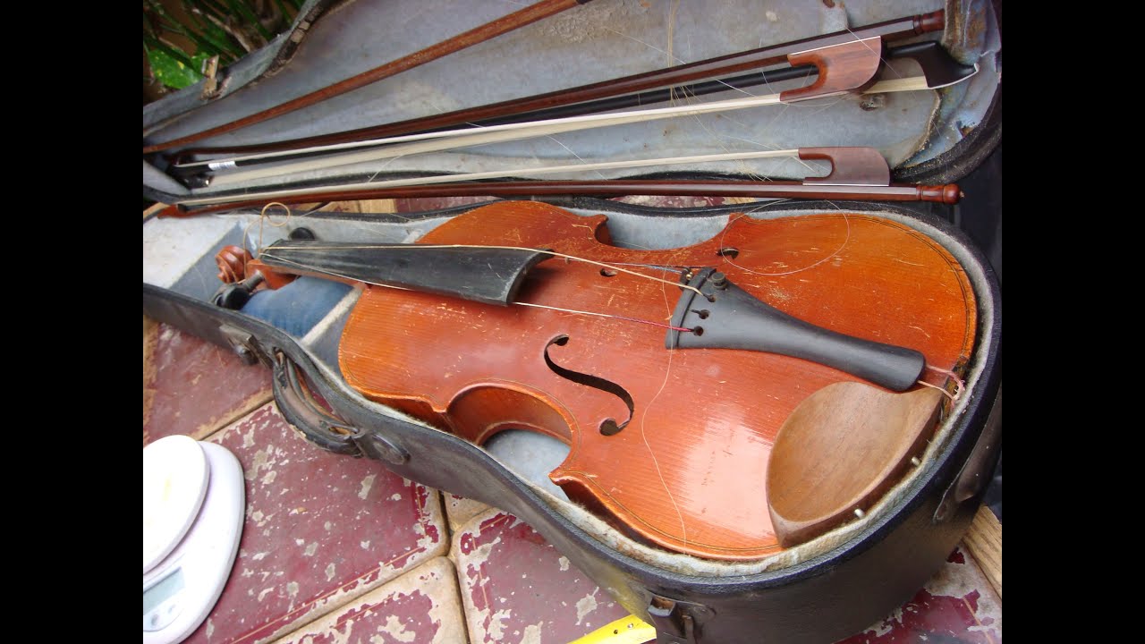 Vintage Old Violin In case with Bow & Case for Restoration Spare To ...