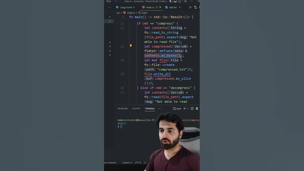 Compression In Rust Programing Rustprogramming Webdevelopment Youtube