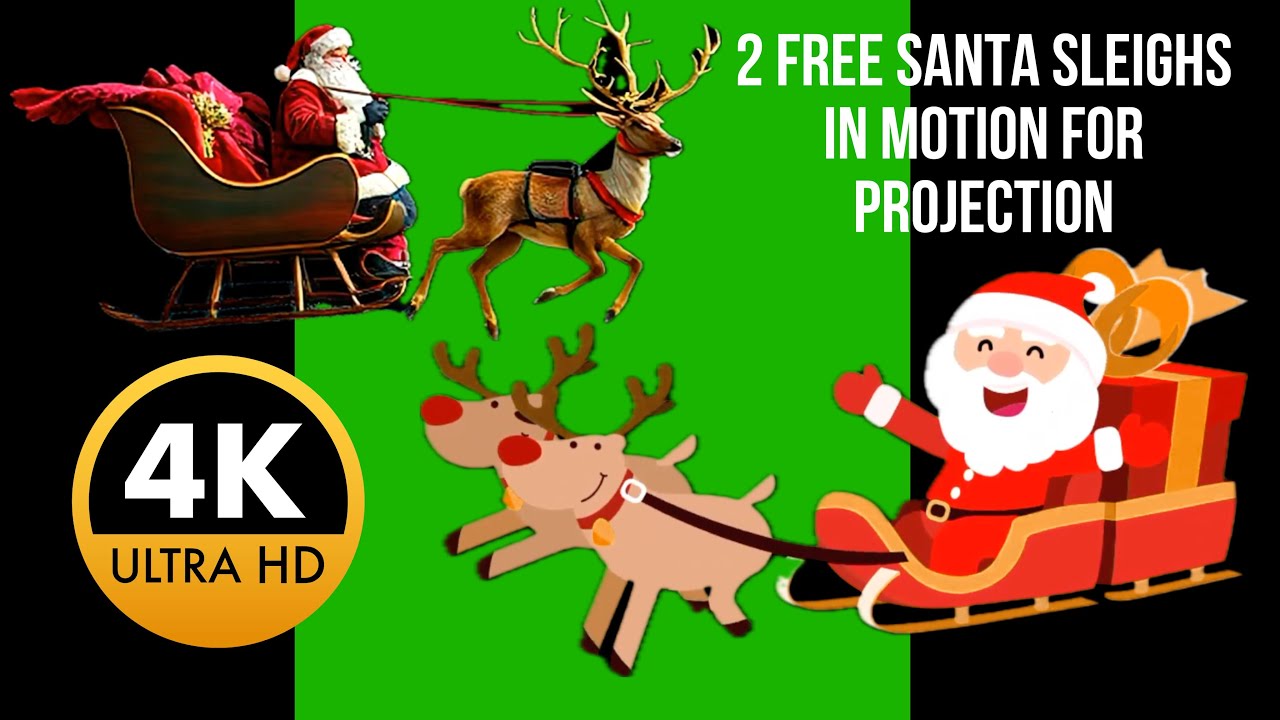FREE Santa Sleigh Projection DIY - Black and Green Screen 4K High ...