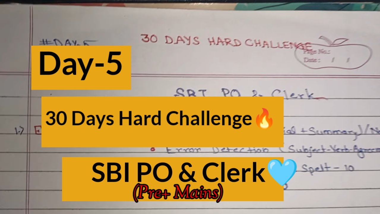 "Day-5 | 30 Days Hard Challenge 🔥 | SBI PO & Clerk Preparation | Speed ...