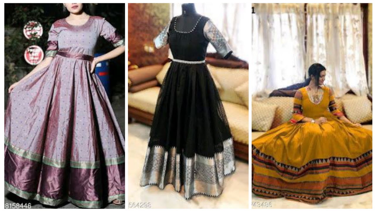 Latest slik gown design ideas from old slik saree beautiful simple ...