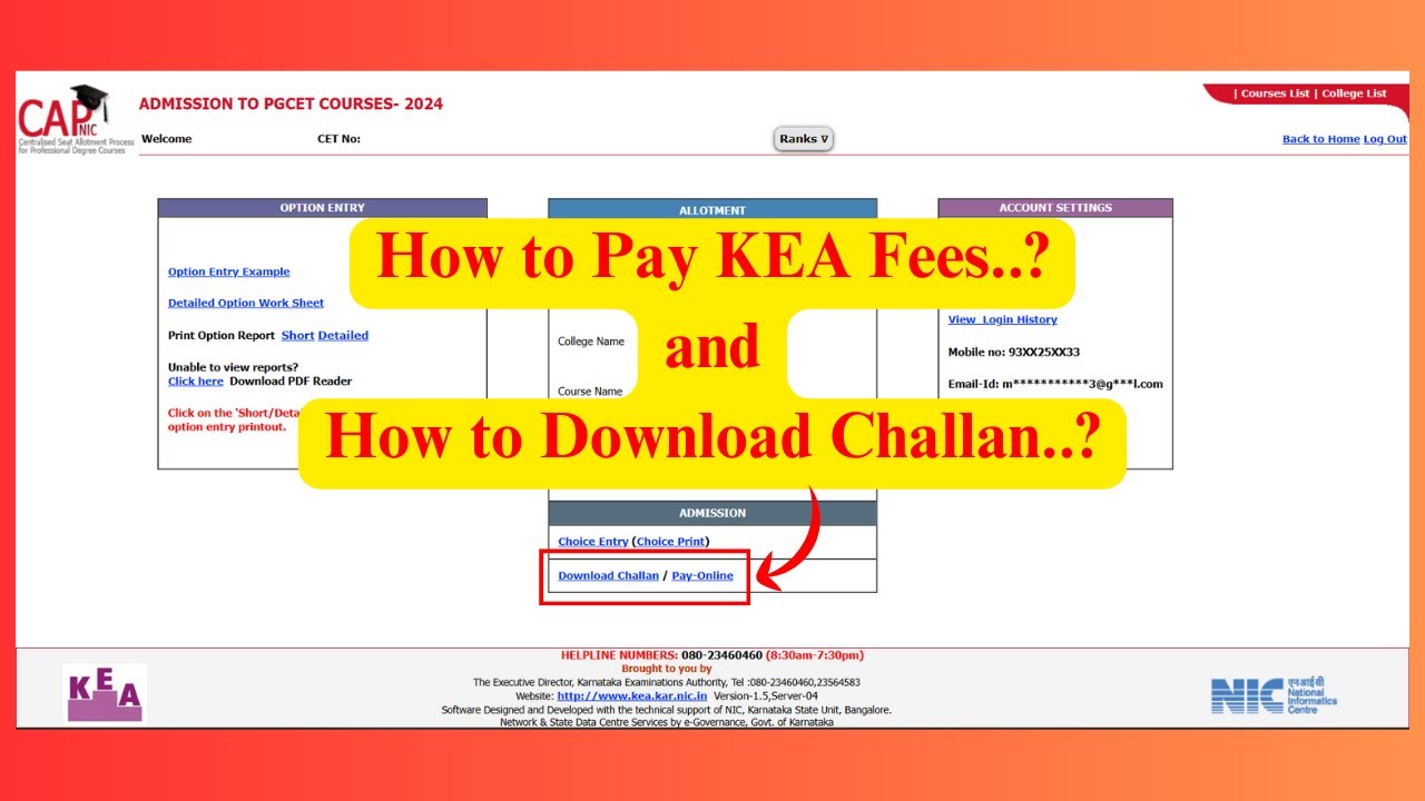 PGCET 2024 KEA Fee Payment Process | How to pay KEA Fees..? | How to Download Challan..? - YouTube