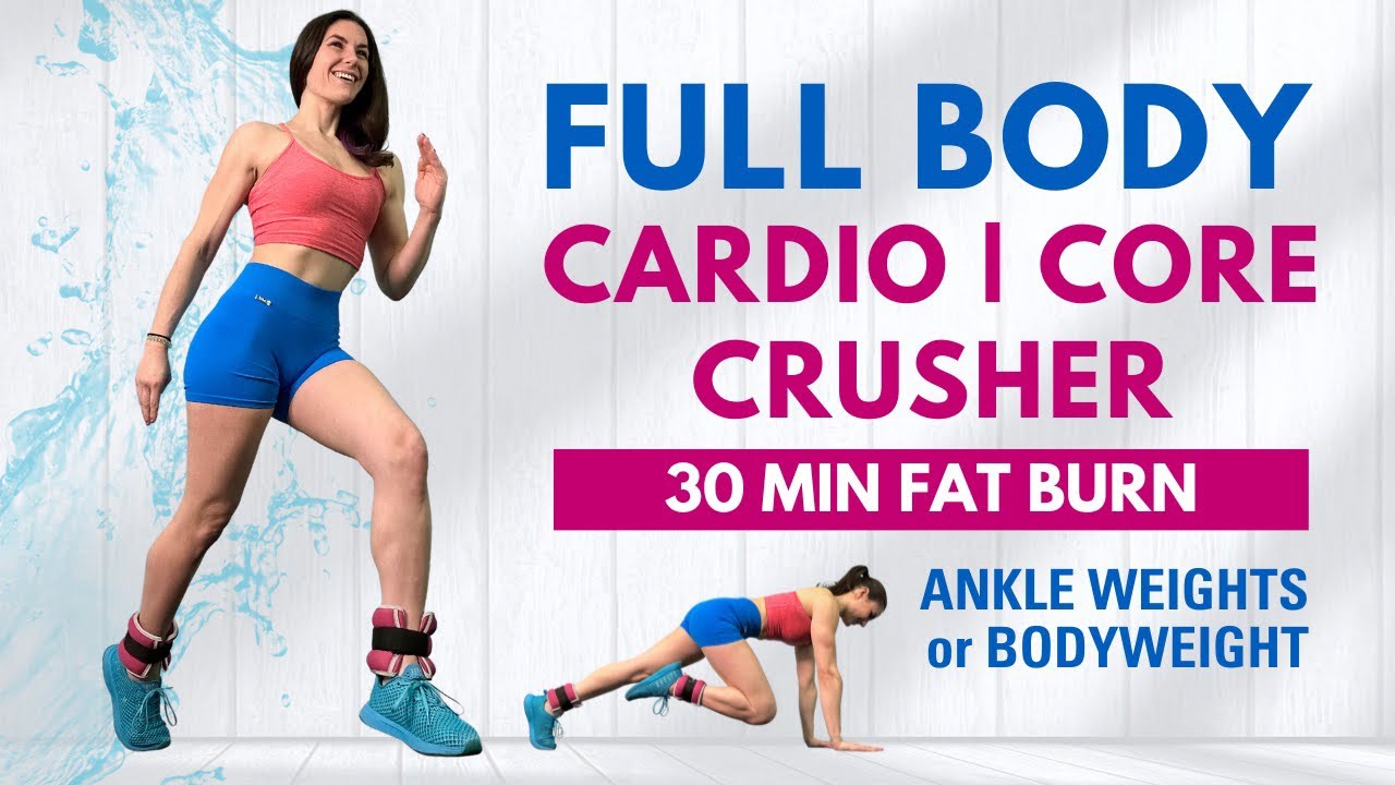 FULL BODY CARDIO + ABS Crusher! • Fat Burn Workout at Home• Ankle ...