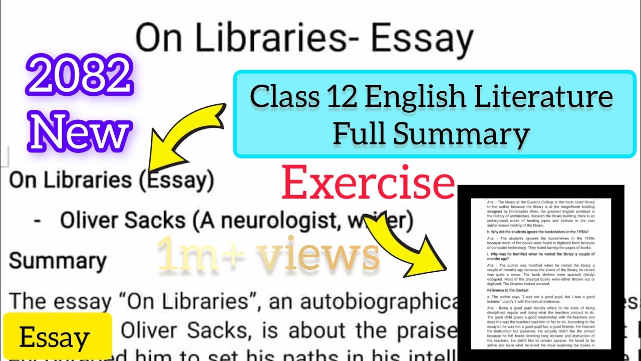 On Libraries Exercise | Summary And Full Exercise | Oliver Sacks ...