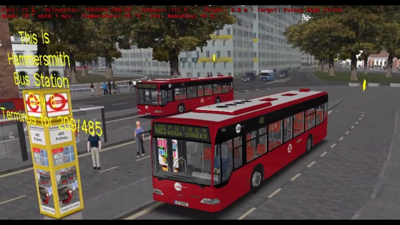 omsi 2 tour (1143) LHD London bus 485 Hammersmith - Putney High Street ...