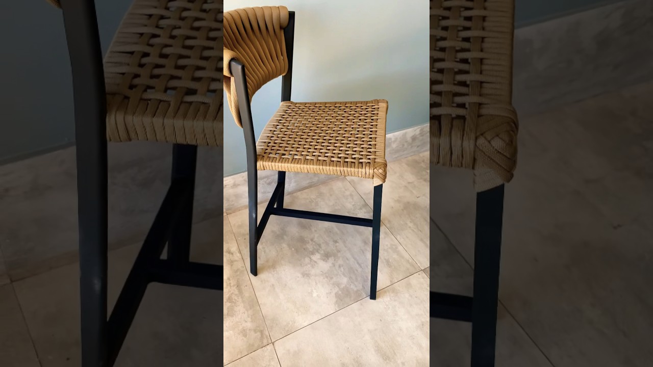 Banqueta Brisa No Tricô Náutico Camurça e Alumínio Preto pra Bar Balcão ...