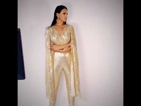 JR50 Sexy deep v Sequin Jumpsuit