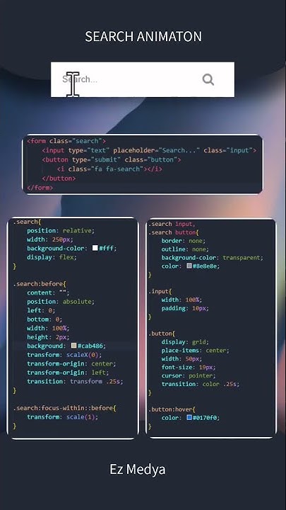 Css De Animasyonlu Search Bar Css Searchbar Html Tutorial Youtube
