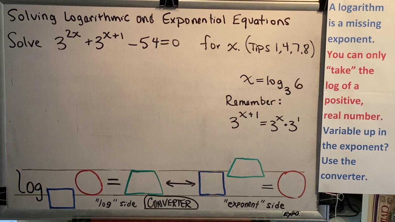 Solving Logarithmic and Exponential Equations (Part 8) - YouTube