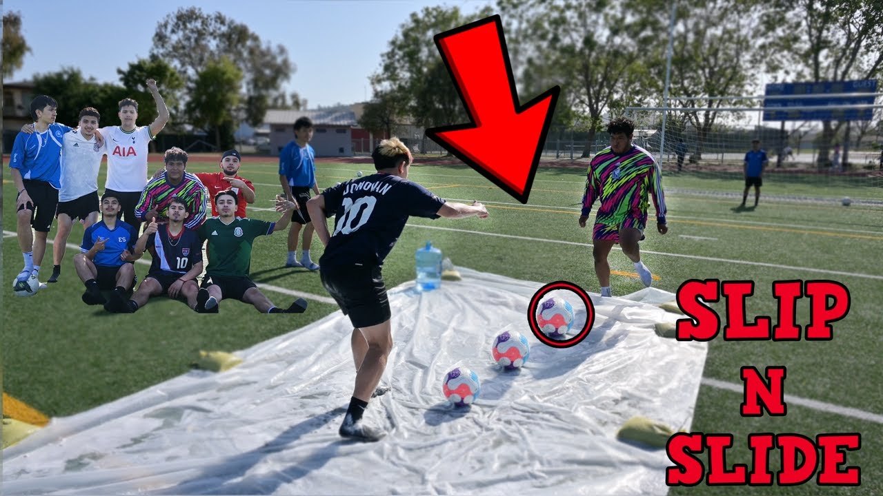SLIP-N-SLIDE SOCCER CHALLENGE FT - (YBRAZZY & 8HUNDRED VISION) - YouTube