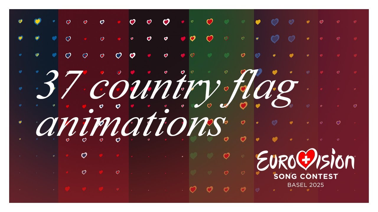 All 37 country flags for Eurovision 2025 | Basel theme animation ...