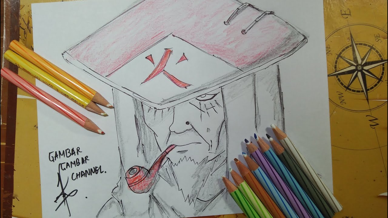 KEREN BANGET Simple Draw 3rd Hokage Hiruzen Sarutobi [Gambar Gambar ...