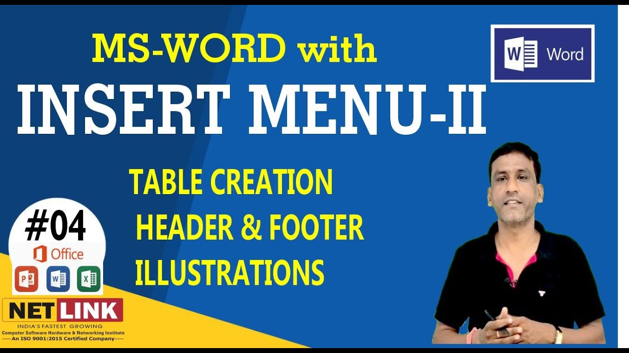 #04 Insert menu in Ms-Word | Symbols | Equation | Word art | Header and ...