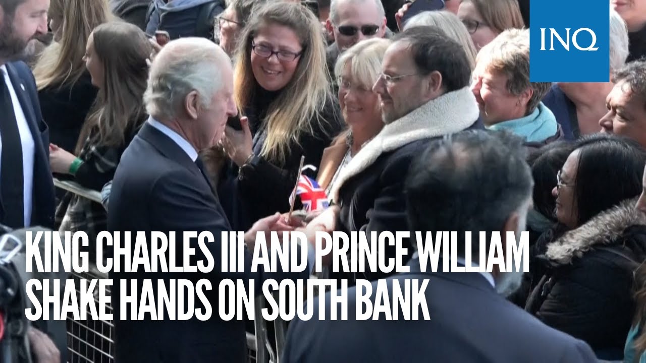 King Charles III and Prince William shake hands on South Bank - YouTube